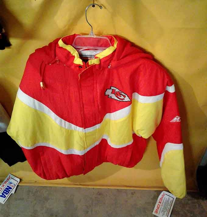 That vintage Chiefs jacket is calling to someone who remembers when these colors first hit the gridiron with style.
