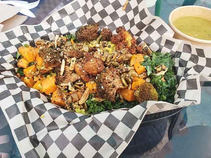 This isn't a sad desk salad&mdash;it's a colorful bowl of roasted vegetables and grains that actually makes you excited.