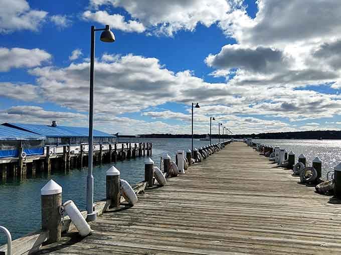 The marina pier stretches into sparkling water, perfect for sunset strolls that never get old or tiresome.