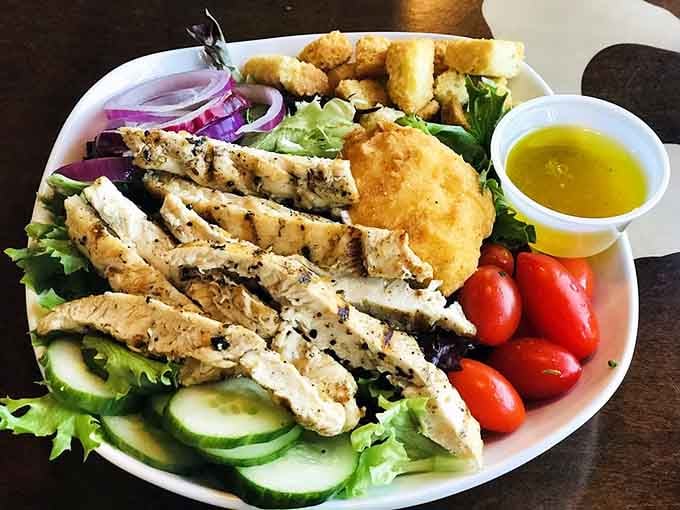 A fresh, vibrant salad that looks almost too pretty to eat, though you absolutely should devour every colorful bite immediately.