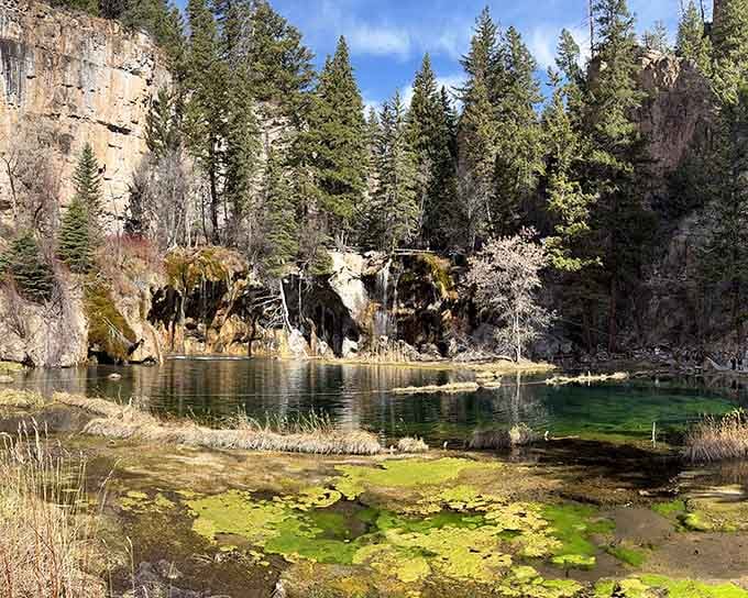 The delicate cascade creates a misty microclimate where ferns thrive and hikers pause in awe.