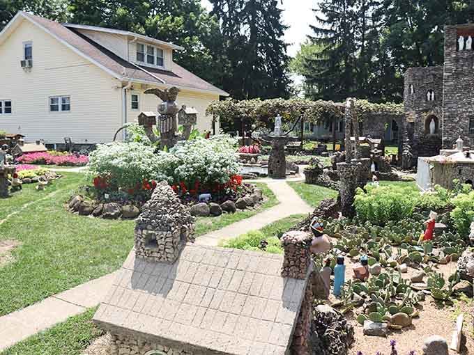 From this elevated view, the full scope of one person's incredible vision spreads out like a medieval theme park minus the ticket booth.