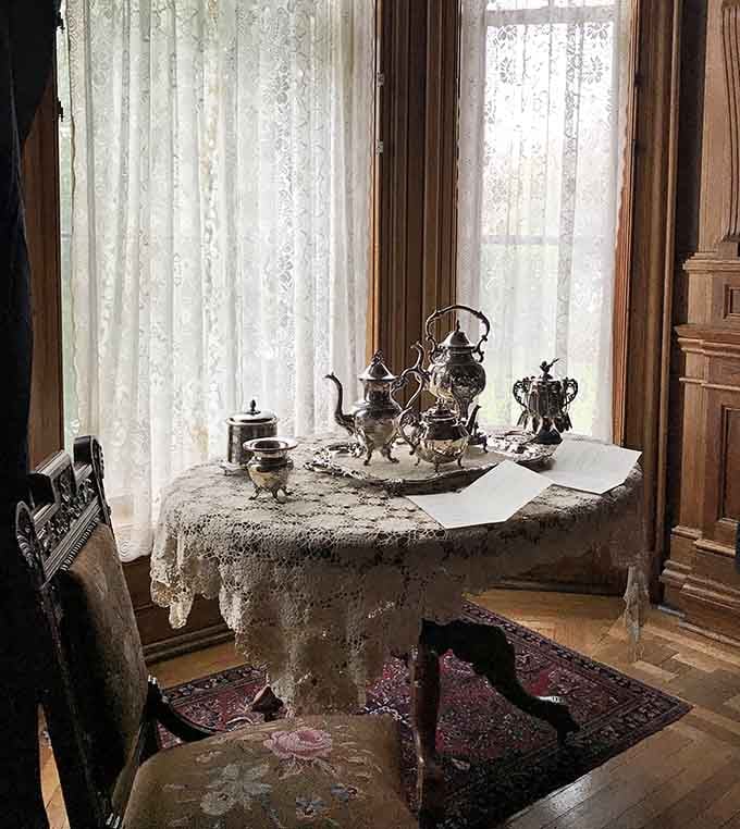 Tea service so fancy it makes your coffee mug collection look like a garage sale reject pile.