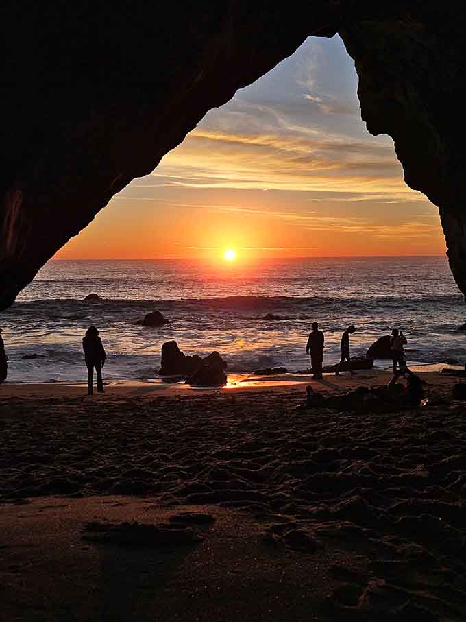 Sunset through the arch looks like something from a movie, except you're actually standing right there.