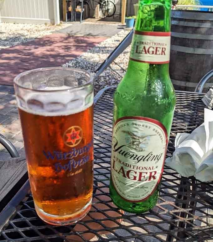 Nothing says relaxing breakfast quite like enjoying a cold one on the patio while watching the world roll by.