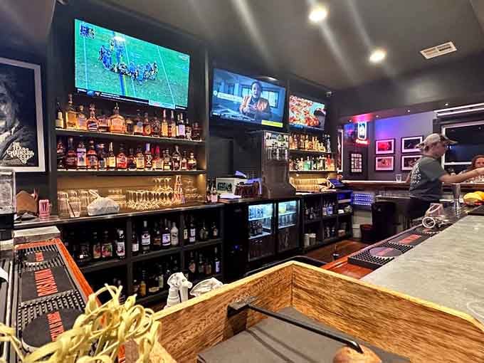 A well-stocked bar with TVs and good lighting means you can watch the game while enjoying seriously good food.
