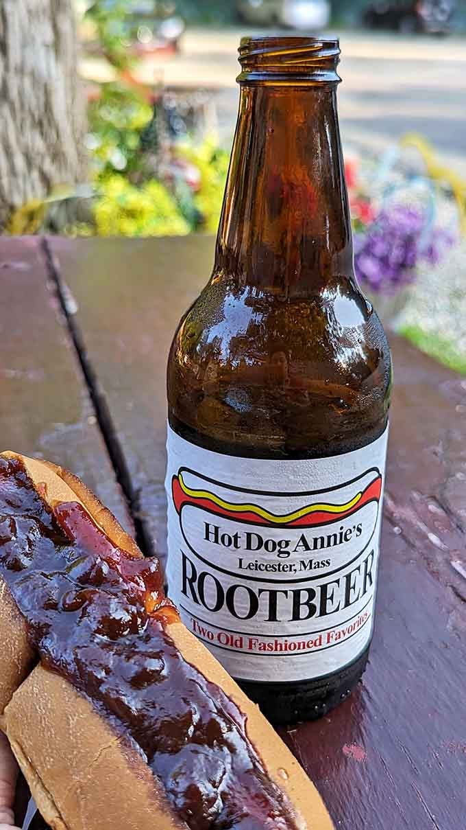 Root beer with your dog is the kind of pairing that makes you wonder why anyone complicates dining.