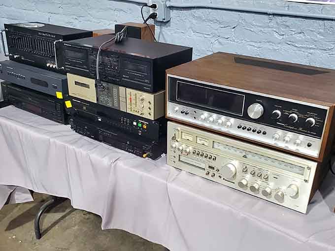 Vintage stereo equipment sits ready for adoption, proving that old-school audio gear never really goes out of style.