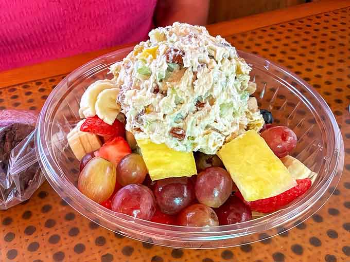 When your salad comes with a mountain of chicken salad on top, healthy eating never looked so indulgent.