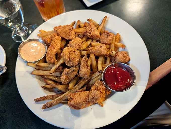 Crispy chicken bites with comeback sauce offer the kind of comfort food that makes everything else seem less important.