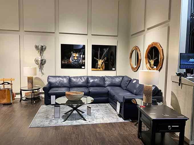 This sleek black leather sectional screams sophistication louder than your interior designer friend ever could.