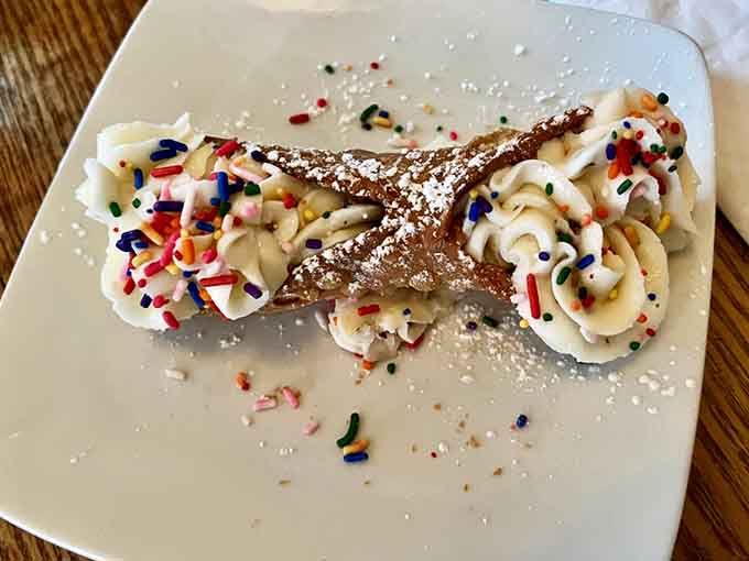 That crispy shell and creamy filling decorated with rainbow sprinkles brings pure joy to every bite.