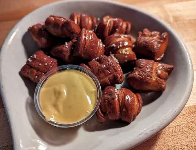 Pretzel bites with cheese sauce: the appetizer that turns into dinner when nobody's looking and you can't stop eating.