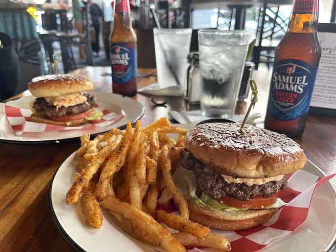 Burgers and fries done right, the kind of meal that makes you remember why simple food satisfies best.