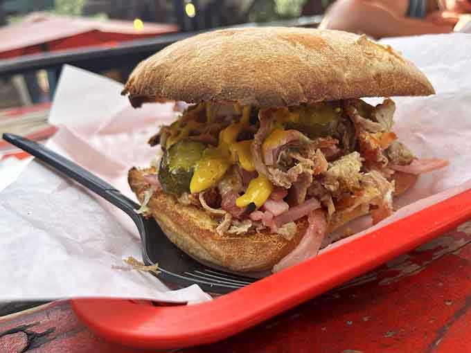 This Cuban sandwich is stuffed so high, it's like a Dagwood cartoon come to life.