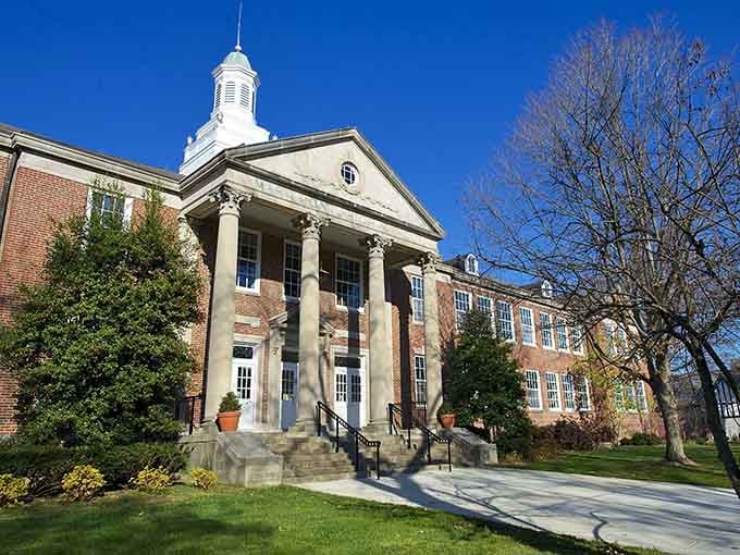 This school building suggests that if you must endure algebra, at least do it somewhere that looks like Hogwarts' American cousin.