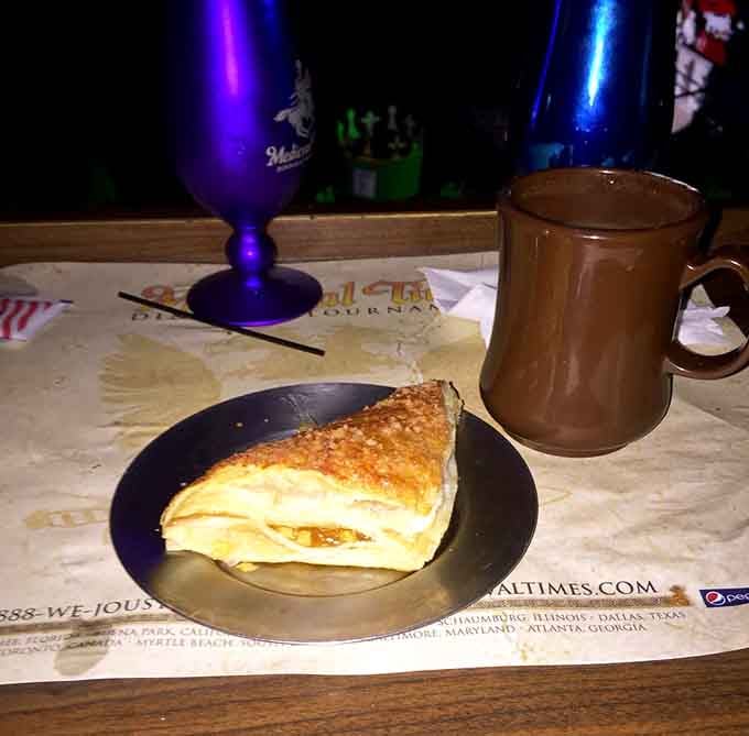 Apple turnover and coffee provide the perfect intermission fuel while knights prepare for their next dramatic clash.