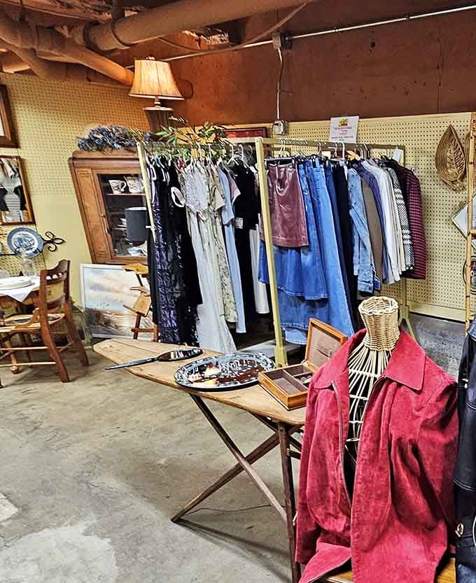 Vintage clothing hanging like possibilities, waiting to make someone's costume party absolutely legendary this year.