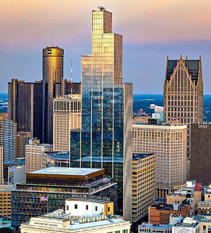 Detroit's skyline stands tall and proud, reminding everyone that this city knows a thing or two about comebacks.