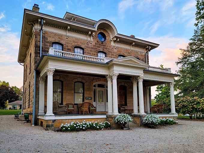 Orchard Lawn's grand columns and Italianate architecture remind you that mining money built some seriously impressive homes back in the day.