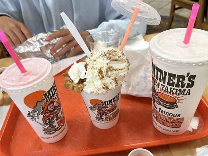 Three shakes standing at attention, ready to turn your afternoon into a delicious sugar-fueled adventure.