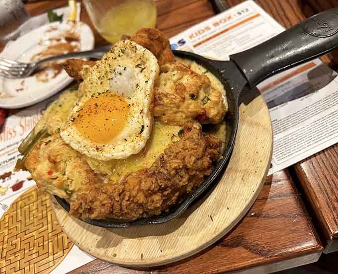 The Gravy Train Southern Skillet arrives like a warm hug from your favorite Southern grandmother.
