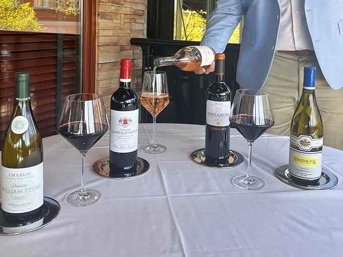 When the sommelier brings out bottles like these, you know the wine program takes itself as seriously as the kitchen does.