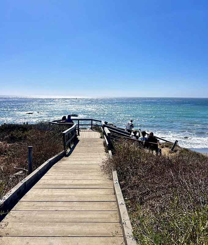 Staircases to the sea offer front-row seats to the Pacific's greatest show, playing daily with no admission fee.