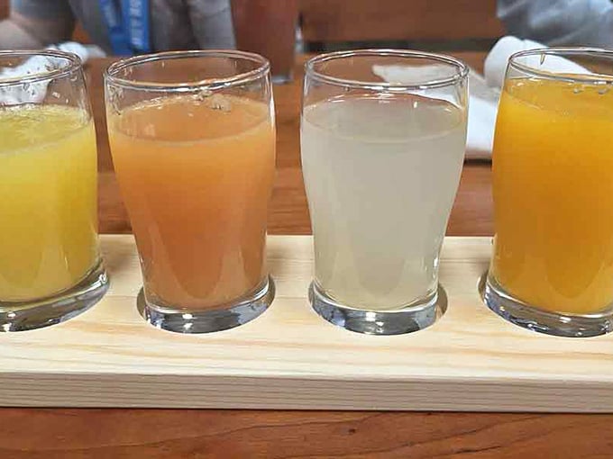 A mimosa flight that turns breakfast into a choose-your-own-adventure story, one delicious sip at a time for the adults.