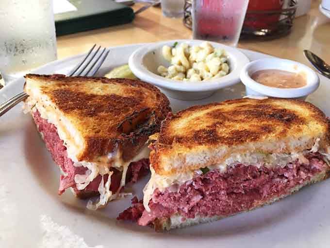 A Reuben sandwich so perfectly constructed, it deserves its own architectural award and maybe a standing ovation too.