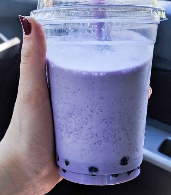 Taro boba tea in that gorgeous purple hue, because sometimes your beverage should match your Instagram aesthetic perfectly and deliciously.