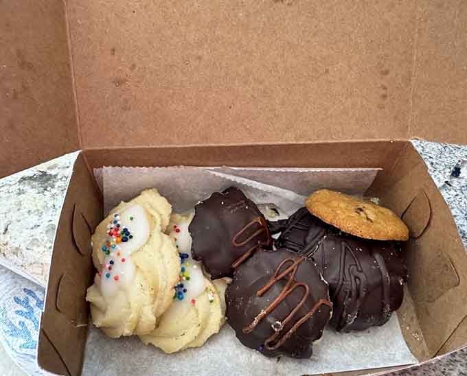 Italian cookies meet chocolate chip in a box of dreams, proving that international cooperation really does work.