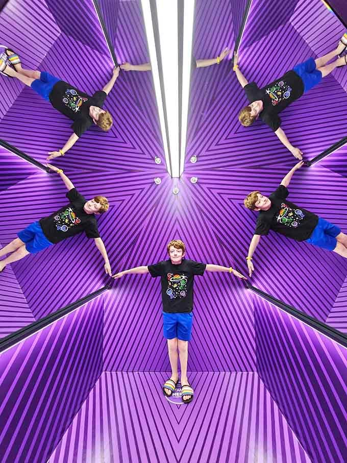 Purple stripes radiating outward create the kind of symmetry that makes your eyes happy and your balance slightly confused.