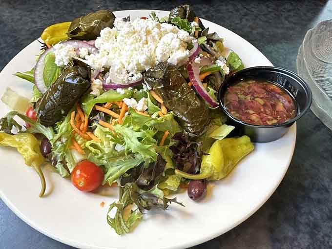 Even the salads here get the star treatment, fresh and generous enough to almost make you forget about pizza.
