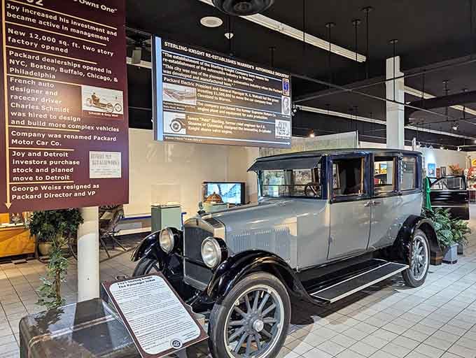 That blue-gray sedan represents the kind of craftsmanship your grandfather still talks about today.
