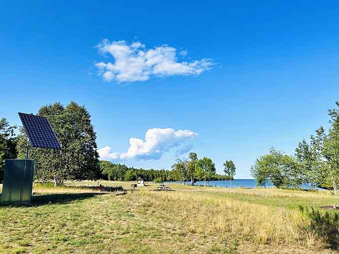 Solar panels keeping things running while preserving that precious darkness we came here to experience.