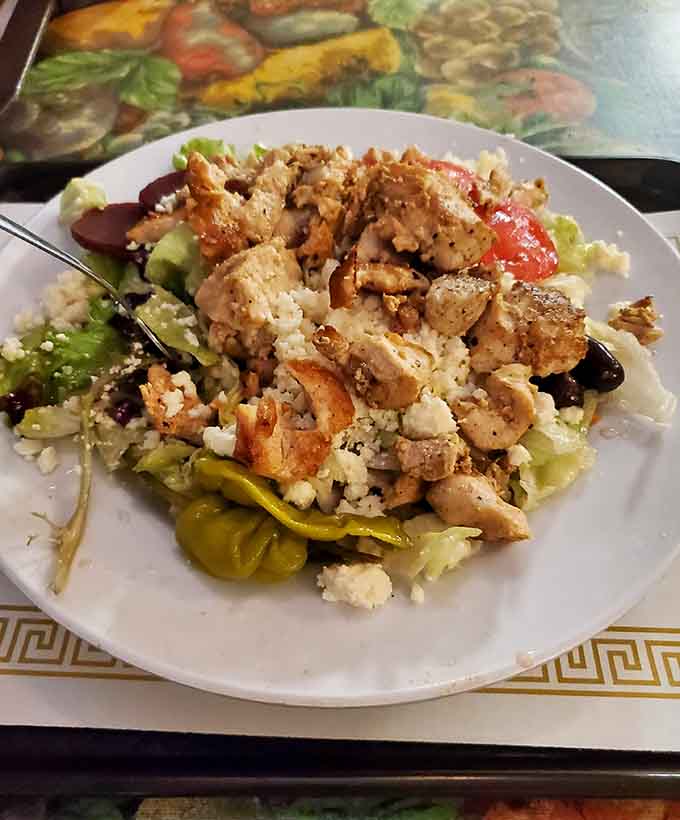 Fresh greens topped with grilled chicken that would make even your health-conscious friends jealous of your lunch choice.