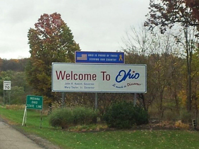 The Indiana-Ohio state line marks the exact moment when everything just starts feeling a little bit better and more familiar somehow.