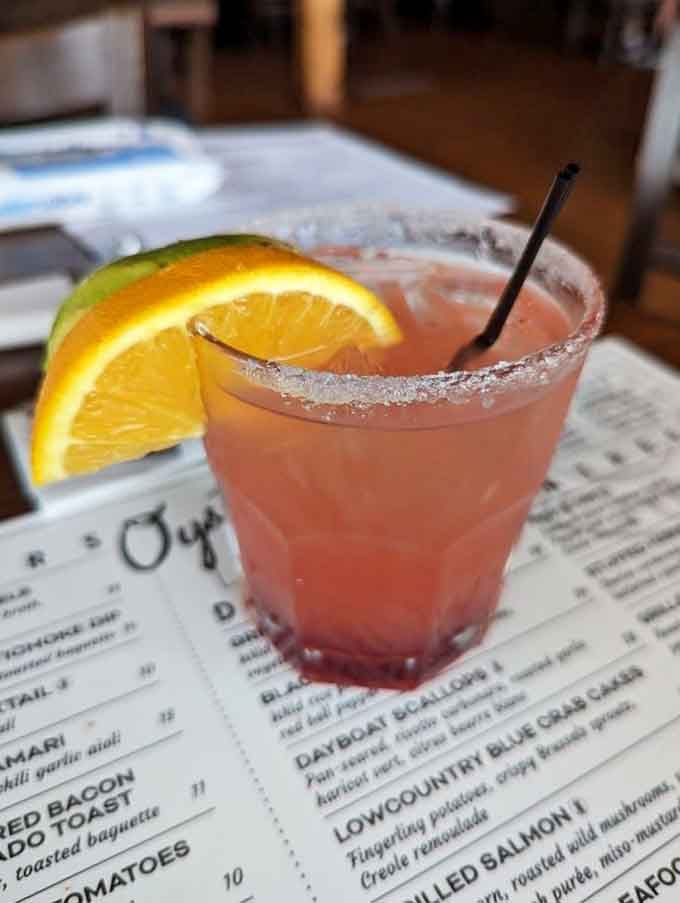 A blood orange margarita that's prettier than most sunsets and tastes even better than it looks.