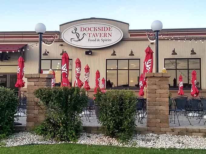 Dockside Tavern sits waterside, serving food and spirits where the Fox River provides better entertainment than most streaming services.