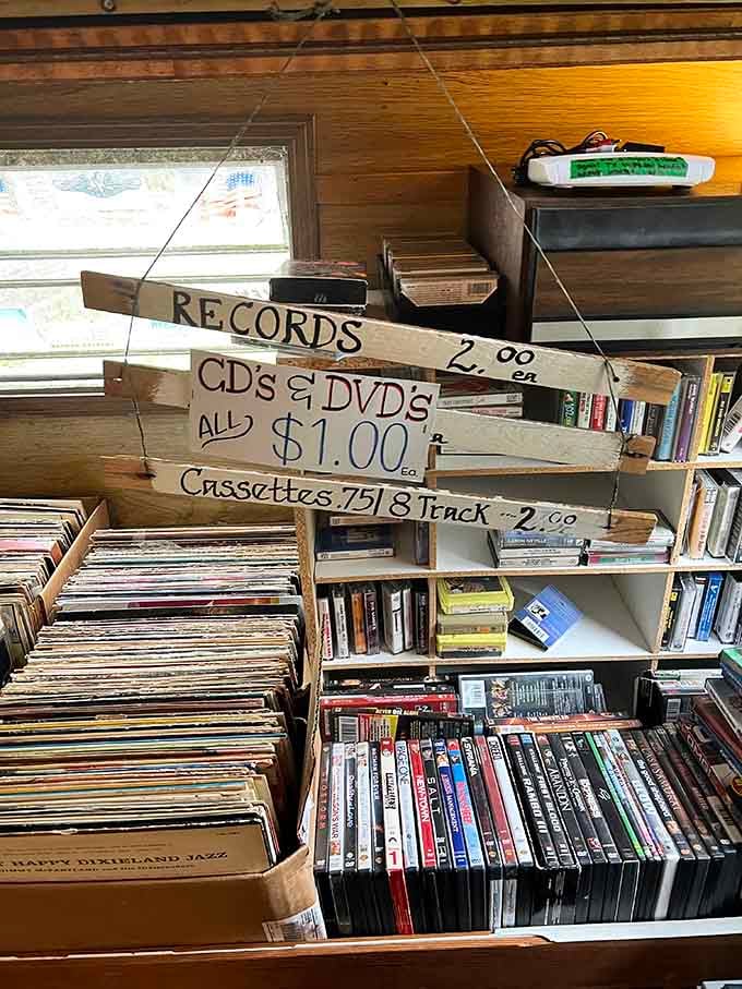 Vinyl records and DVDs offer nostalgia by the pound, perfect for collectors and format enthusiasts alike.