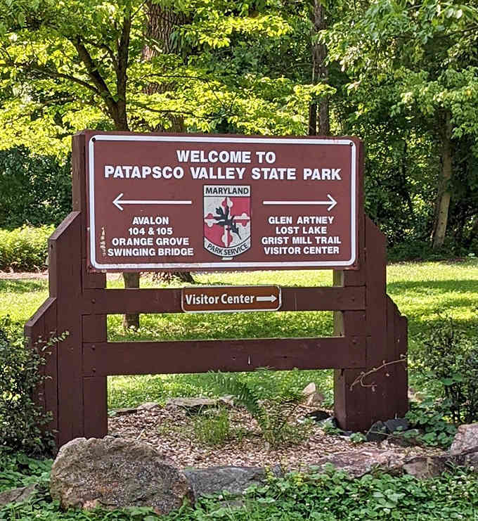 This welcome sign points you toward multiple adventures, like a choose-your-own-adventure book but with better scenery.