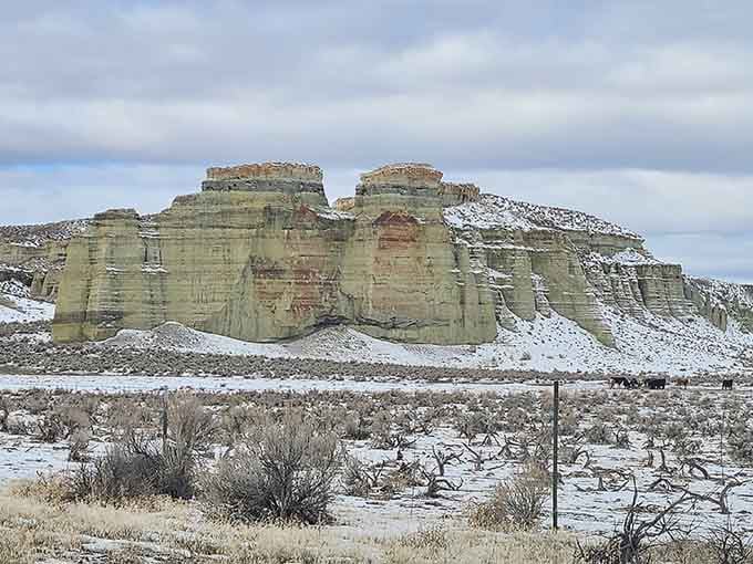 Winter transforms the pillars into a frosted wonderland, adding yet another dimension to this already surreal landscape experience.