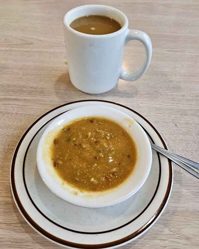 Simple green chile in a bowl, the kind of honest comfort food that warms you from within.