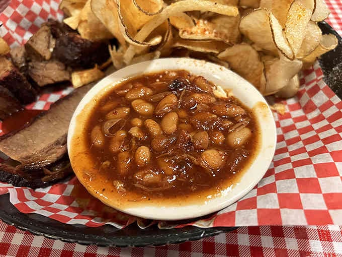 Baked beans simmered in barbecue sauce are the unsung heroes that turn a good meal into a memorable feast.