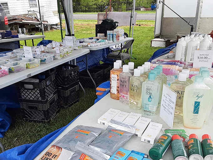 Beauty products lined up like soldiers ready to make someone's skin glow without requiring a second mortgage to afford them.