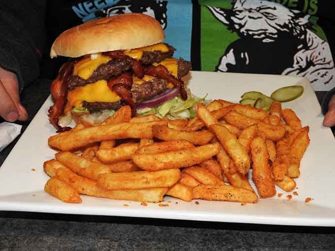 This double cheeseburger towers like a skyscraper, complete with crispy fries that disappear faster than a speeding bullet.
