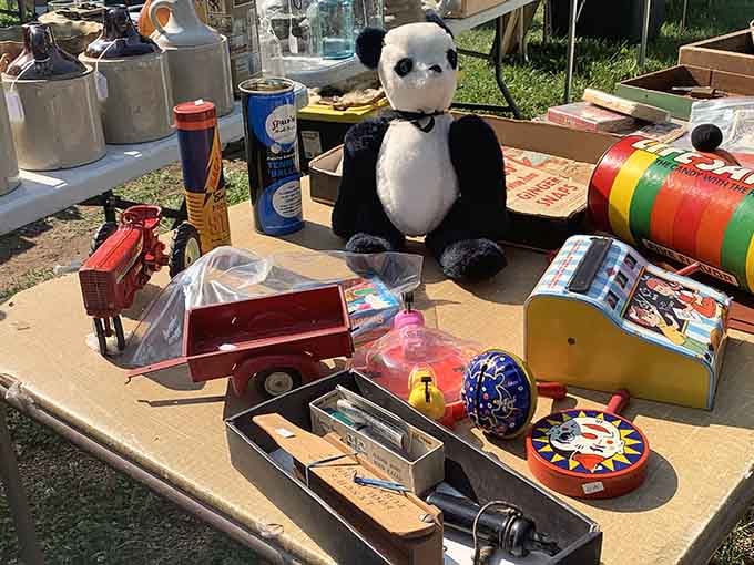 That stuffed panda has seen things, survived decades, and still costs less than a fancy coffee.