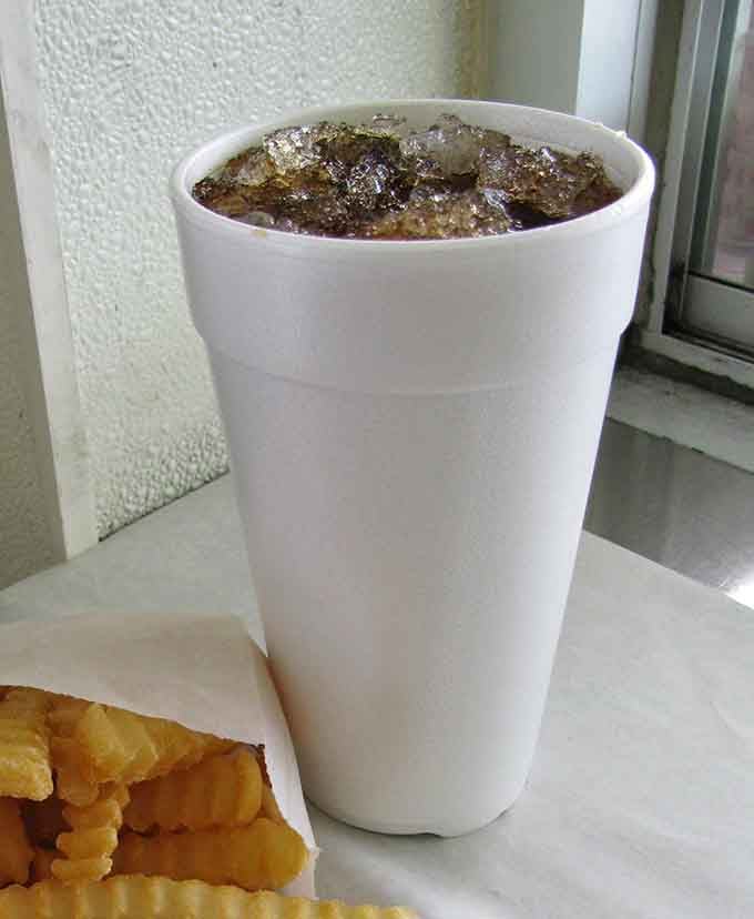 Sweet tea in a proper foam cup, because some traditions don't need improving or artisanal reimagining.