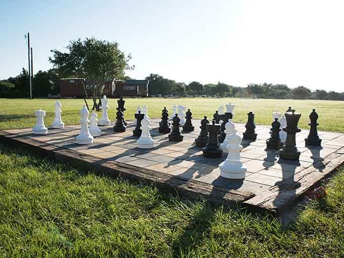 Giant chess pieces that make you feel like you're in a Harry Potter movie, minus the danger.